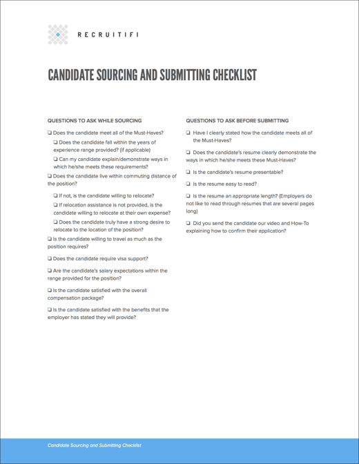 Candidate Sourcing Checklist